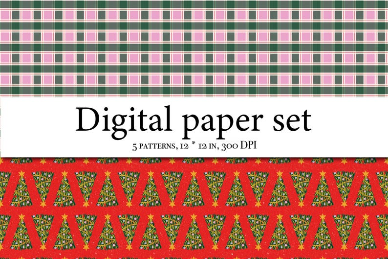 Retro Christmas Seamless Patterns Set – Vintage Holiday Digital Papers ...