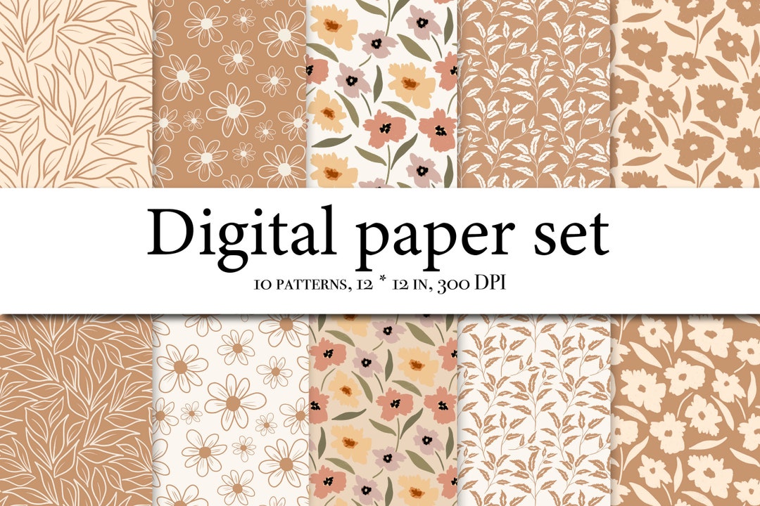 10 Boho Seamless Digital Papers, Boho Scrapbook Paper, Boho Backgrounds ...