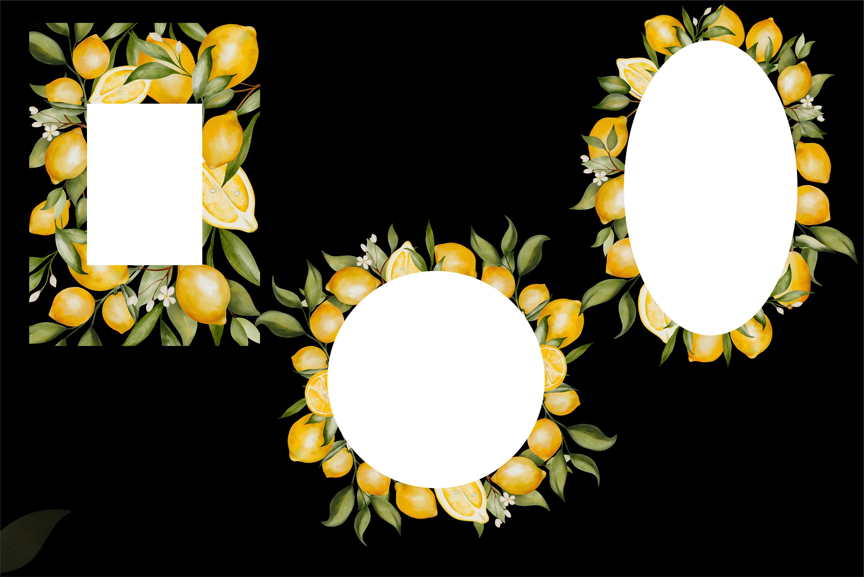 Lemon Frame Clipart-lemon Wreath-floral Frame Clipart Summer Clipart ...
