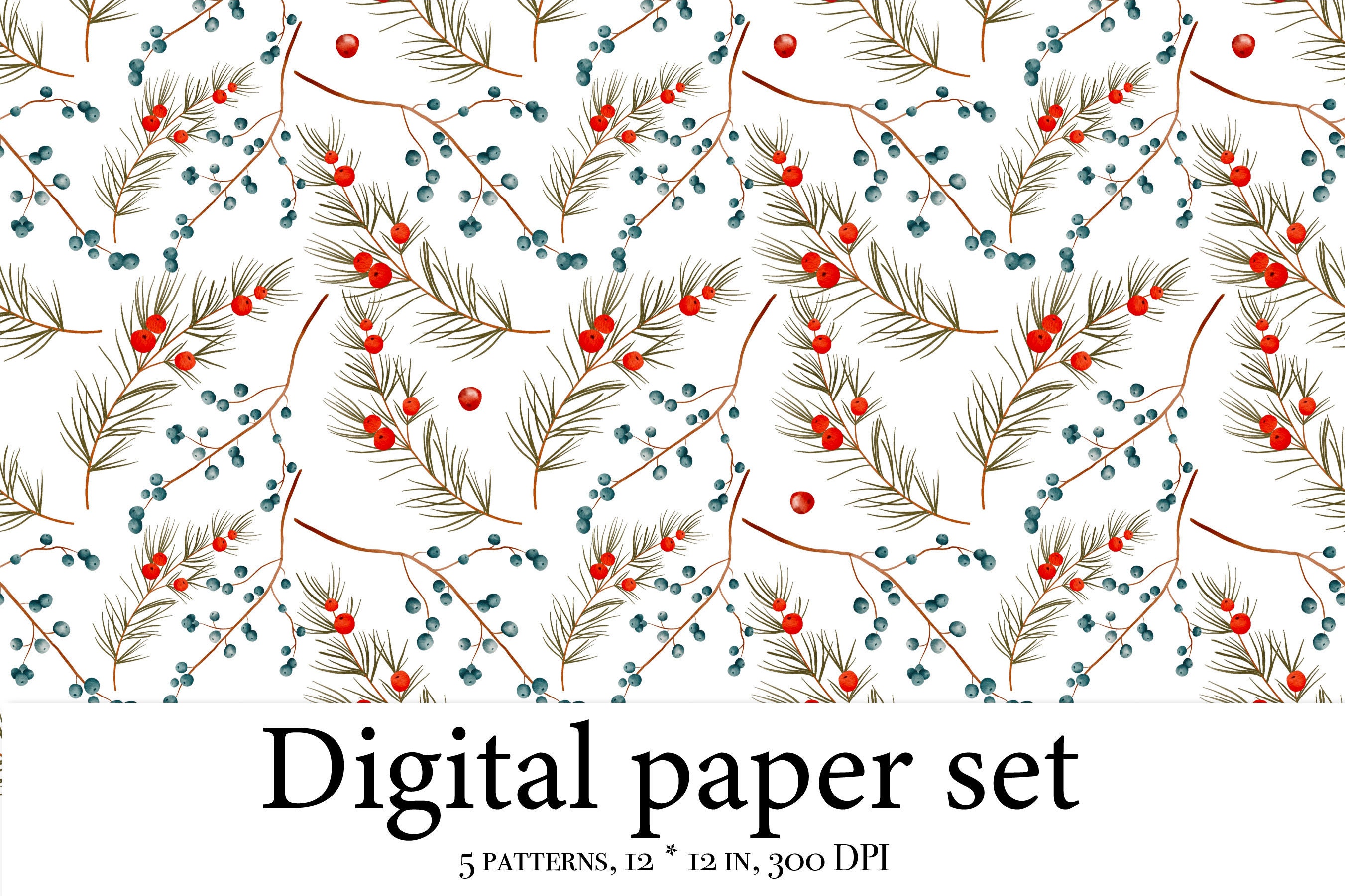 Watercolor Christmas Digital Paper Christmas Background - Etsy