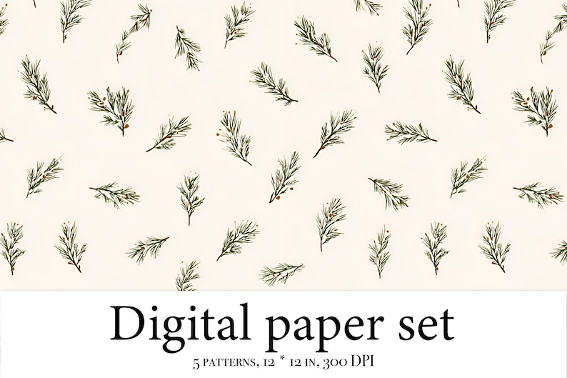 Christmas Digital Paper Set - Christmas Seamless Pattern - Holidays ...