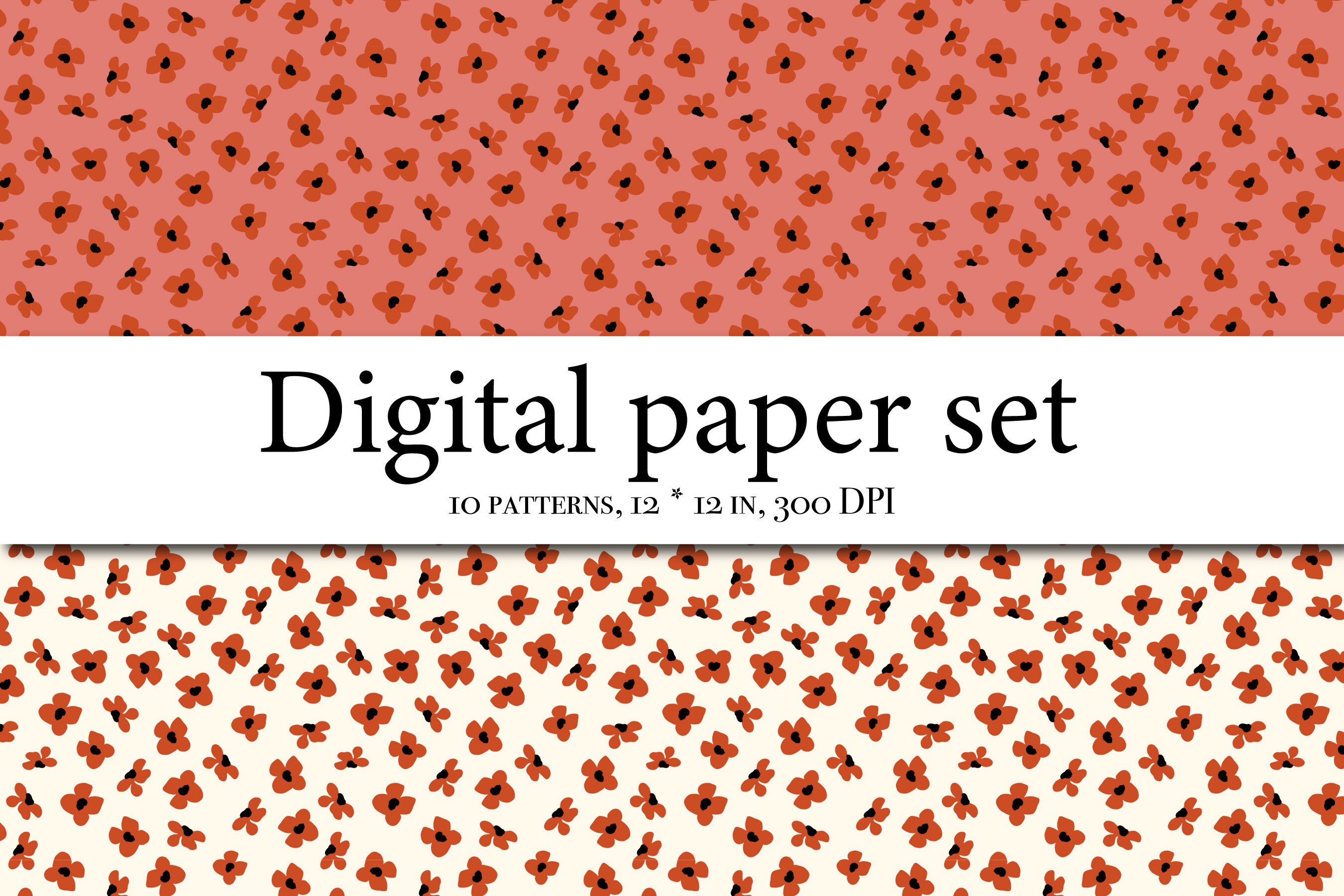Pattern Clipart With Flowers Digital Paper- Flowers Seamless Pattern ...