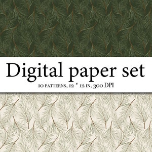 Watercolor Forest Digital Paper Set - Forest Landscape Paper - Seamless ...