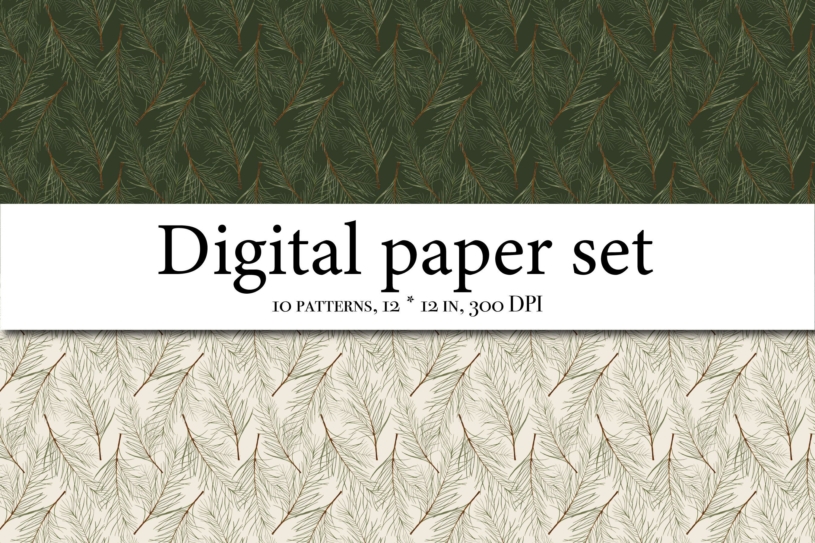 Watercolor Forest Digital Paper Set Forest Landscape Paper Seamless ...
