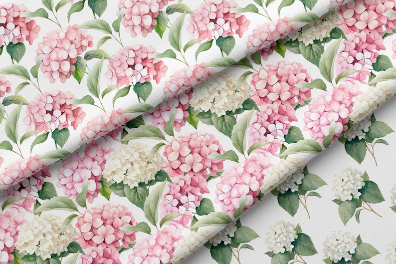 Watercolor Pink Digital Paper Pack, Hydrangea Scrapbook, Hydrangea ...