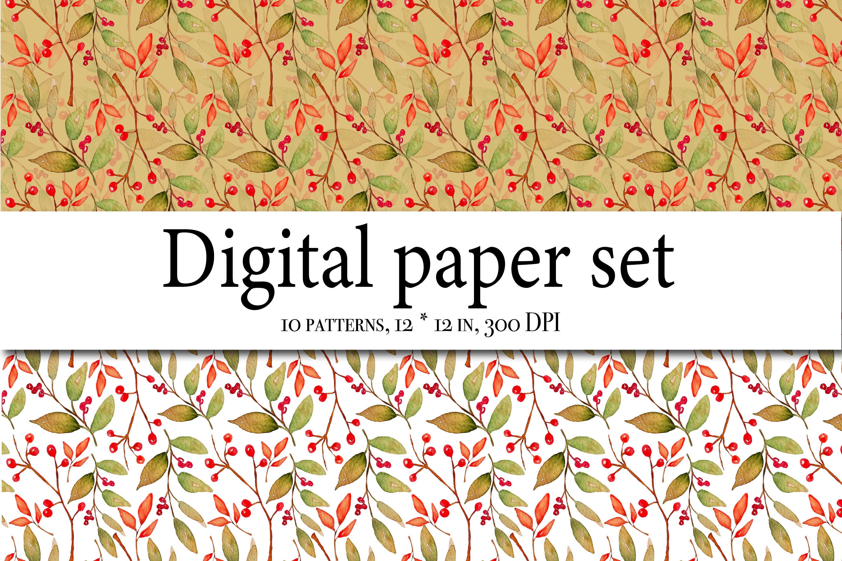 Watercolor Fall Leaves Digital Paper Autumn Pattern Rustic - Etsy