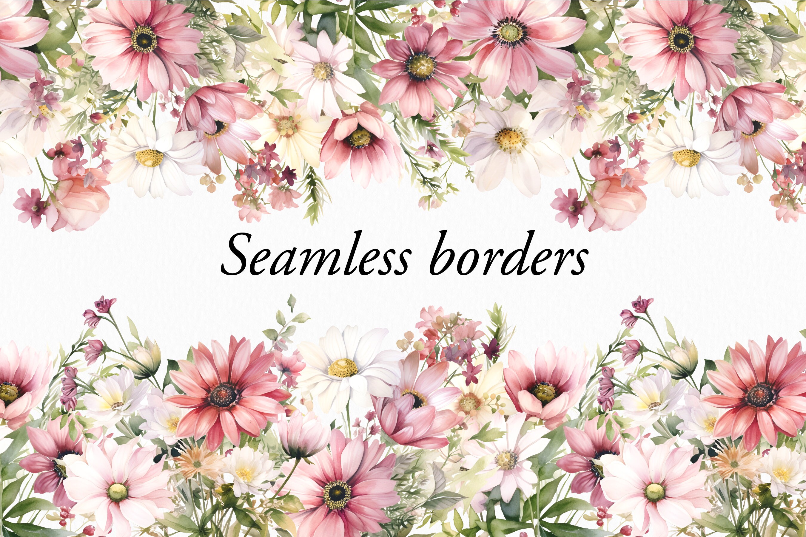 Watercolor Floral Clipart - Field Borders - Soft Pastel Floral Clipart ...