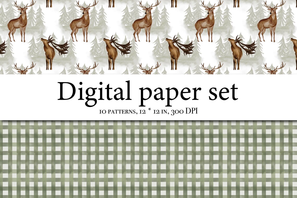 Watercolor Forest Digital Paper Set Forest Landscape Paper - Etsy
