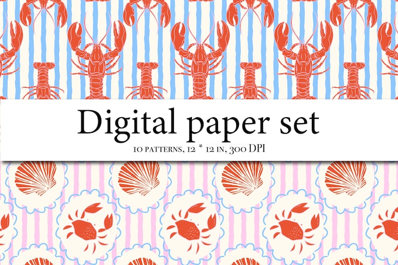 Sea Digital Paper-underwater Ocean - Coastal Digital Paper Set ...