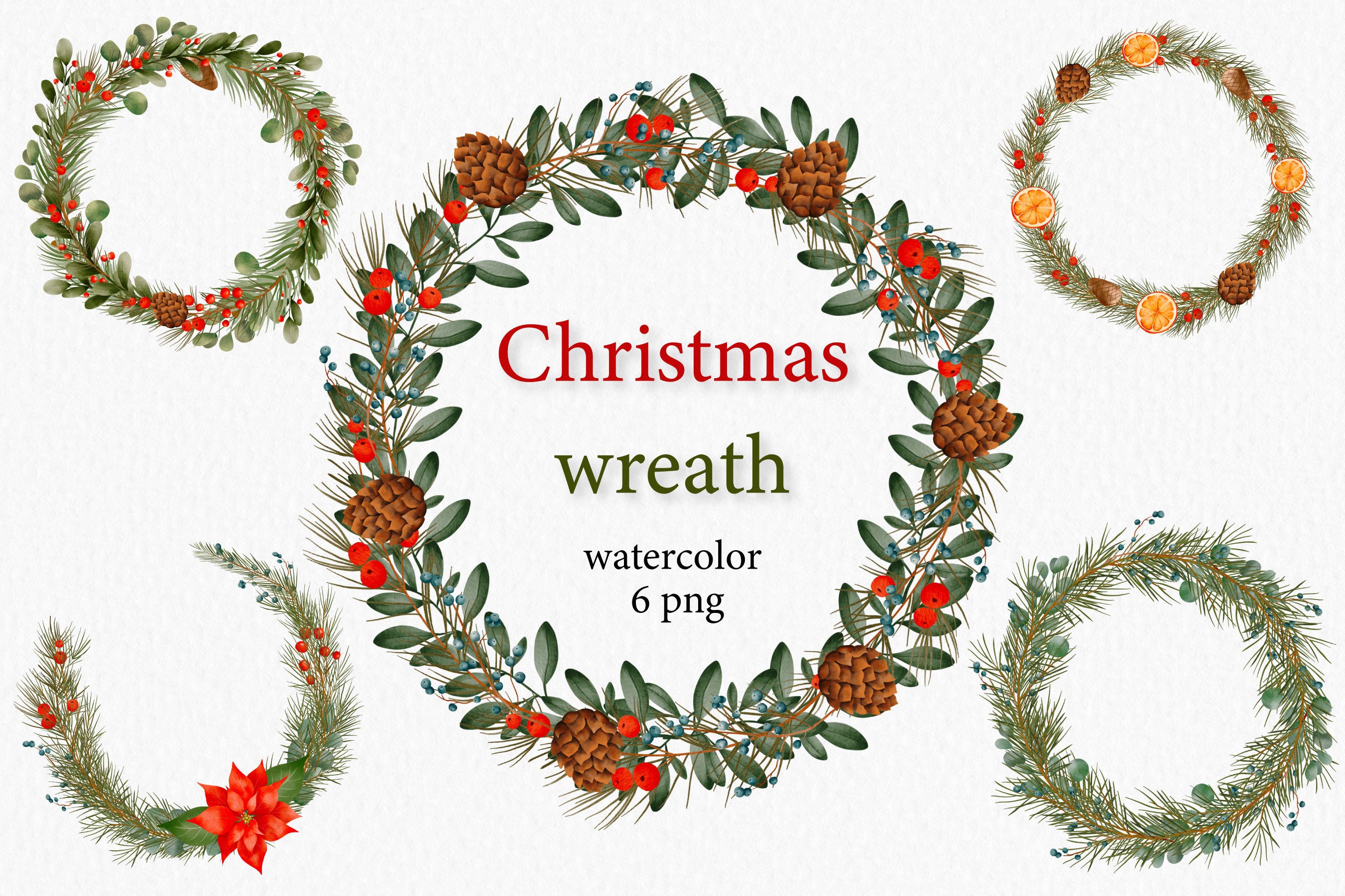 Watercolor Holly Christmas Clipart - Winter Decor Cozy - Clipart ...