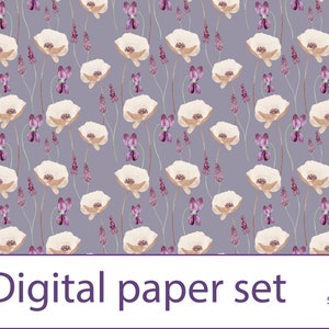 Patterns Clipart With Flowers - Digital Paper Set - Watercolor Flowers ...