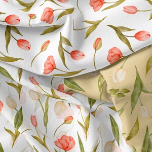 Watercolor Tulips Digital Paper, Tulips Seamless Pattern, Spring ...