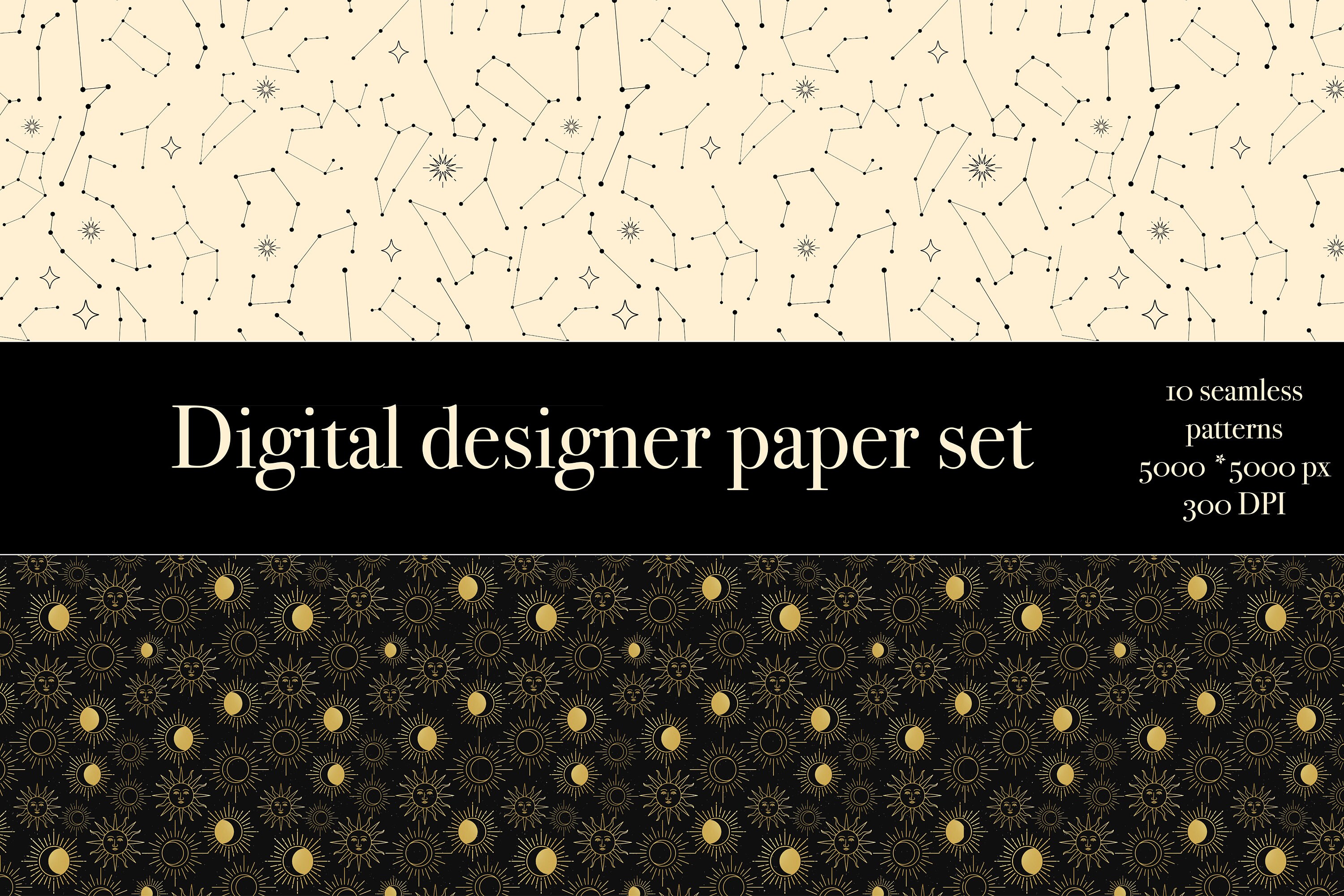 Digital Paper Celestial Scrapbook Papers Seamless Patterns Pattern ...