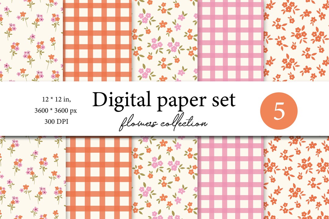 Pattern Clipart With Flowers Digital Paper- Flowers Seamless Pattern ...