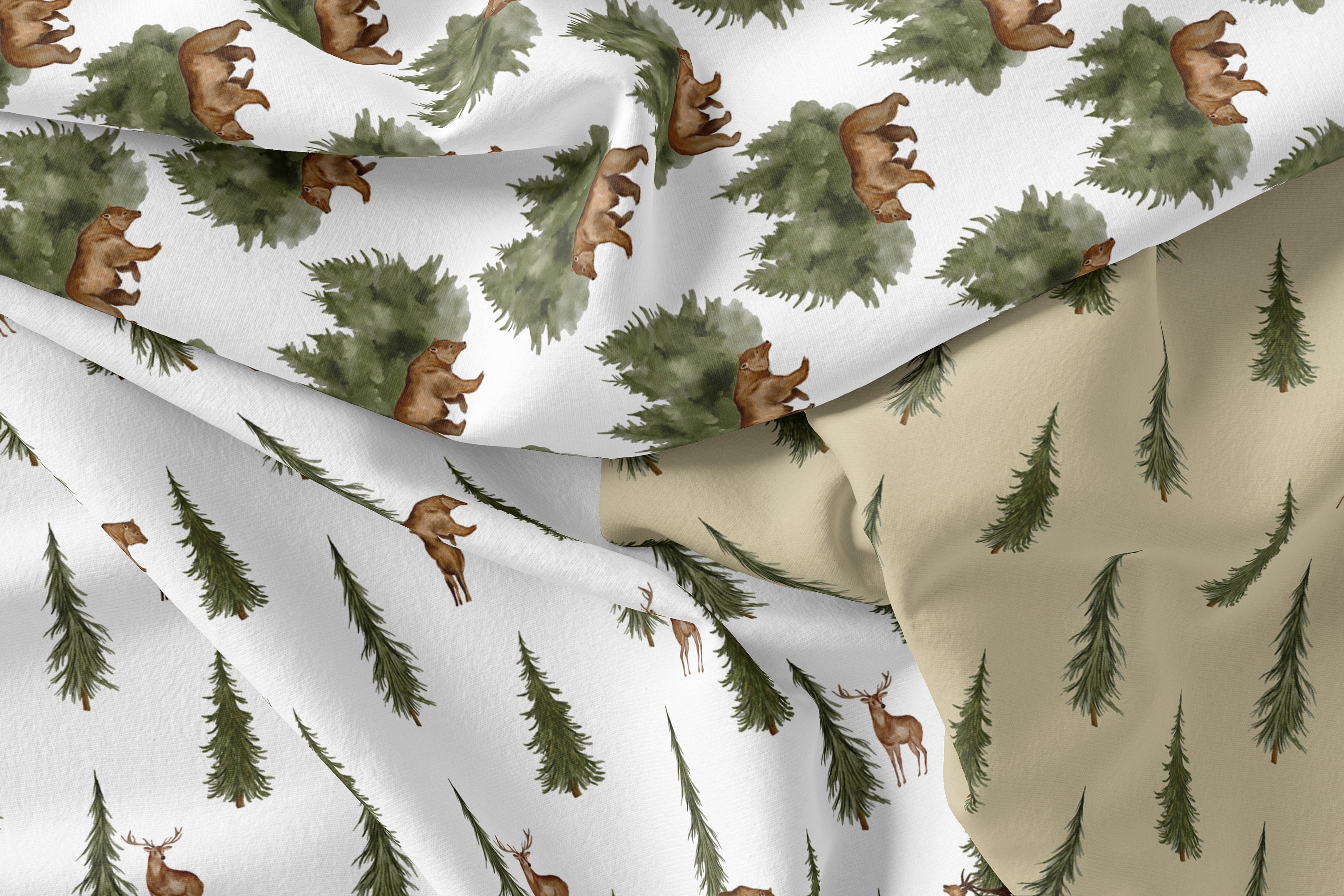 Watercolor Forest Digital Paper Set Forest Landscape Paper Seamless ...