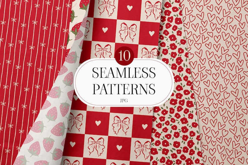 100 Seamless Valentine Patterns Bundle, Heart Gingham Plaid Digital ...