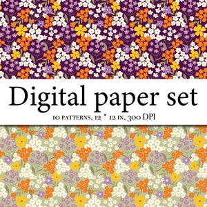 Pattern Clipart With Flowers Digital Paper- Flowers Seamless Pattern ...