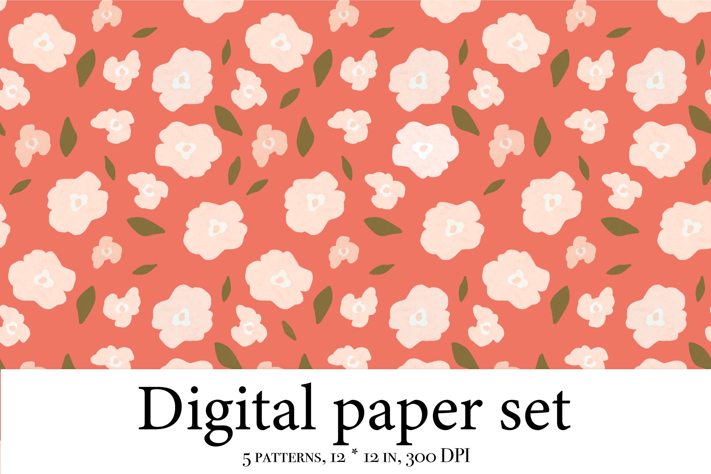 Pattern Clipart With Flowers Digital Paper- Flowers Seamless Pattern ...