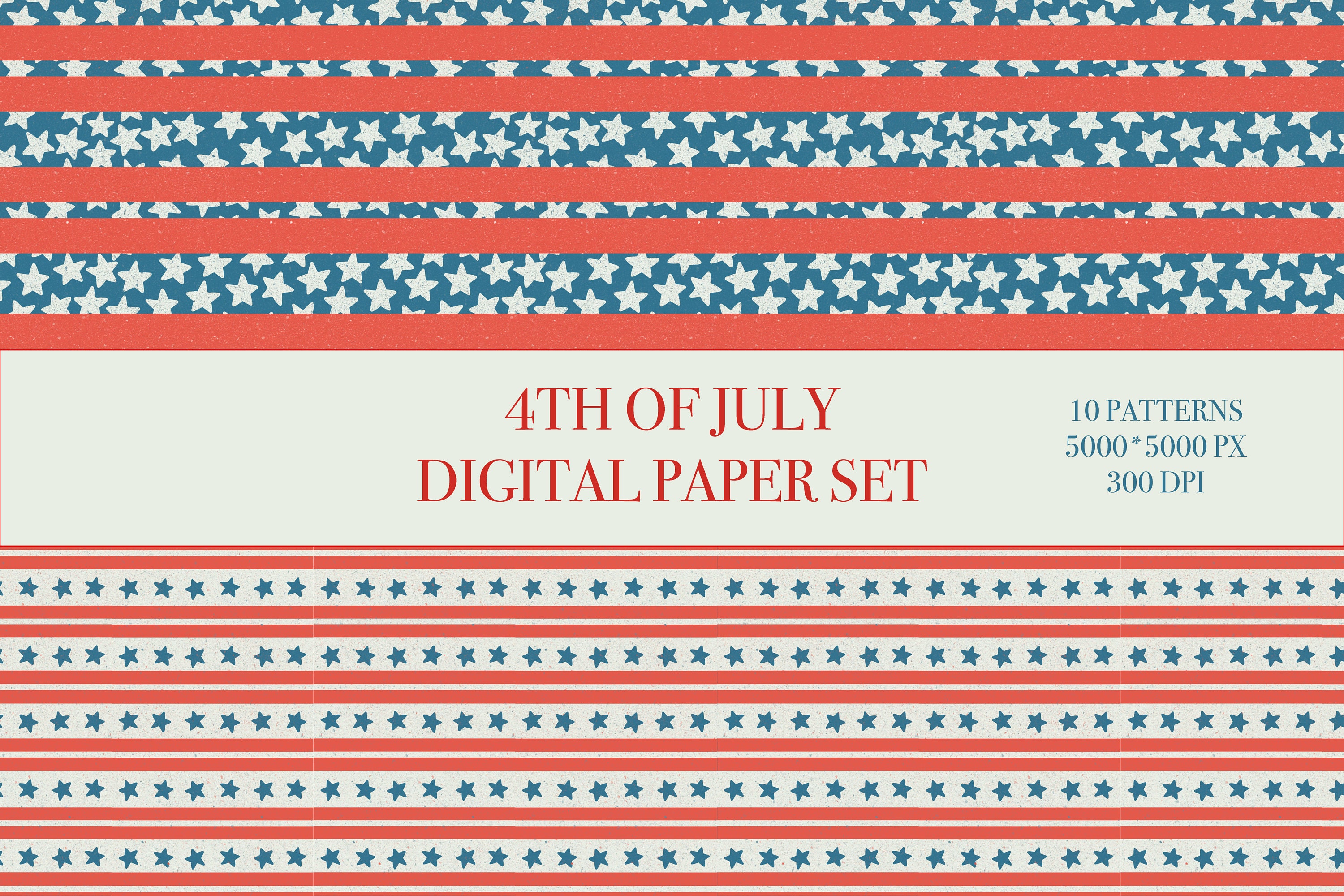 4th of July Digital Paper Pack Independence Day Patterns USA Flag ...