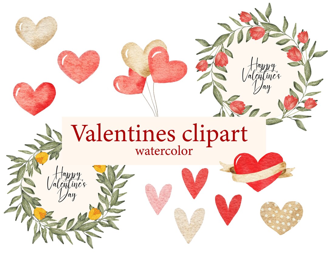 Valentines Day Watercolor Clipart, Penguins Watercolor, Love Decor Art ...