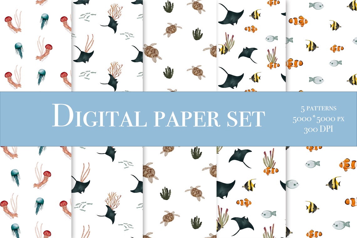 Underwater Digital Paper Seamless Digital Paper Ocean | Etsy