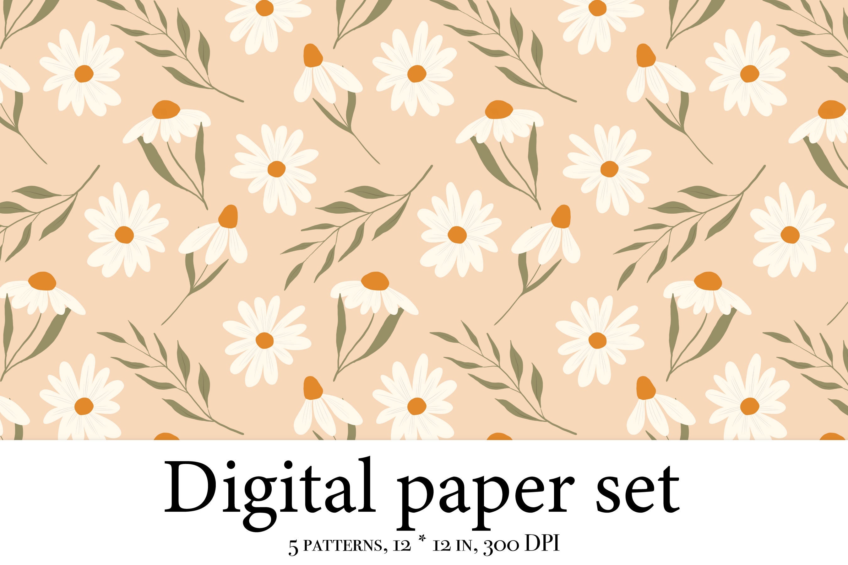 Pattern Clipart With Flowers Digital Paper Flowers Seamless Pattern ...