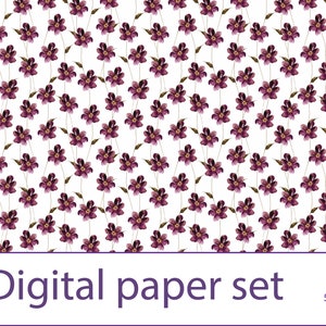 Patterns Clipart With Flowers - Digital Paper Set - Watercolor Flowers ...