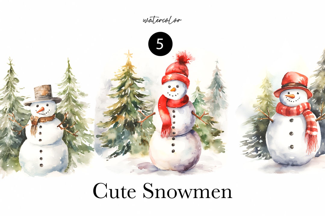 Festive Holiday Snowman Clipart - Watercolor Snowman Clipart PNG ...