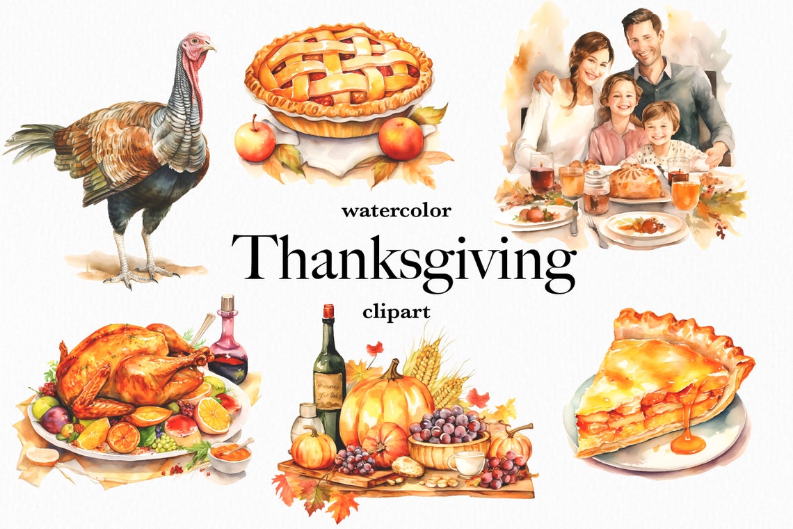 Watercolor Thanksgiving Clipart Watercolor Autumn Clipart - Etsy