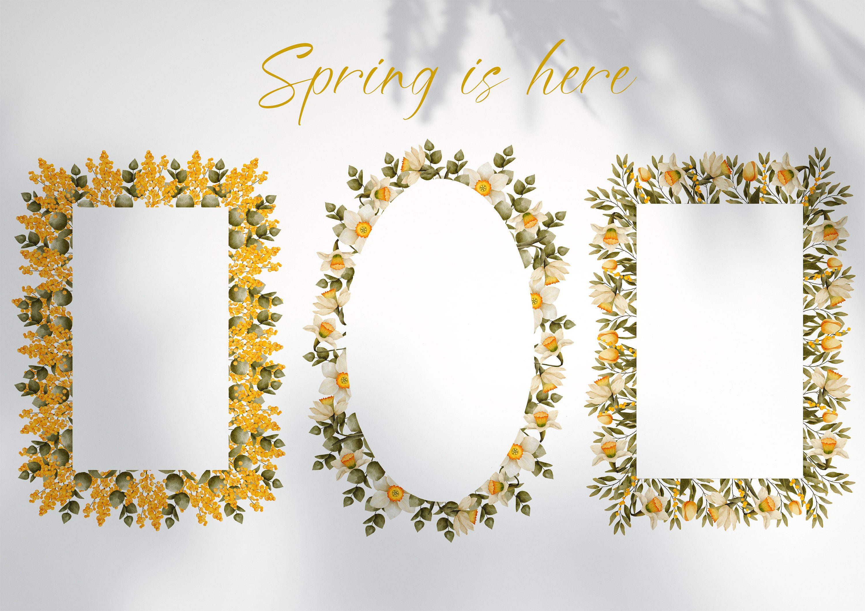 Wildflower Spring Floral Clipart Frame Watercolor Garden Spring Clipart ...