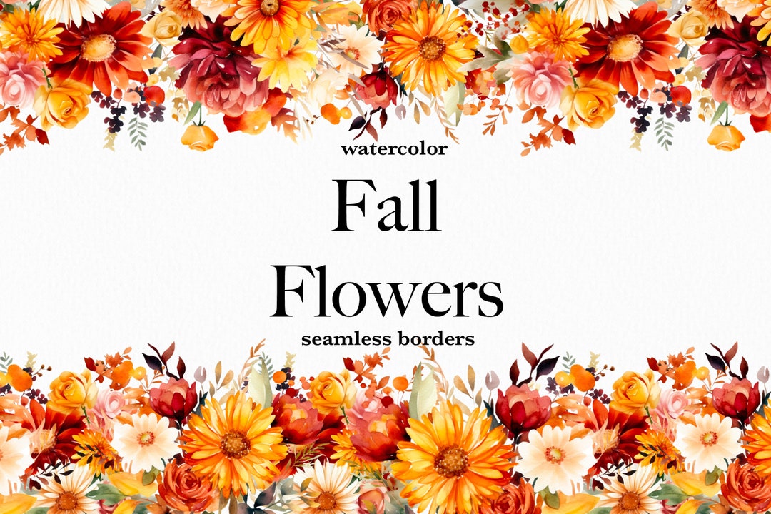 Watercolor Fall Seamless Border - Fall Clipart - Fall Bouquets Clipart ...