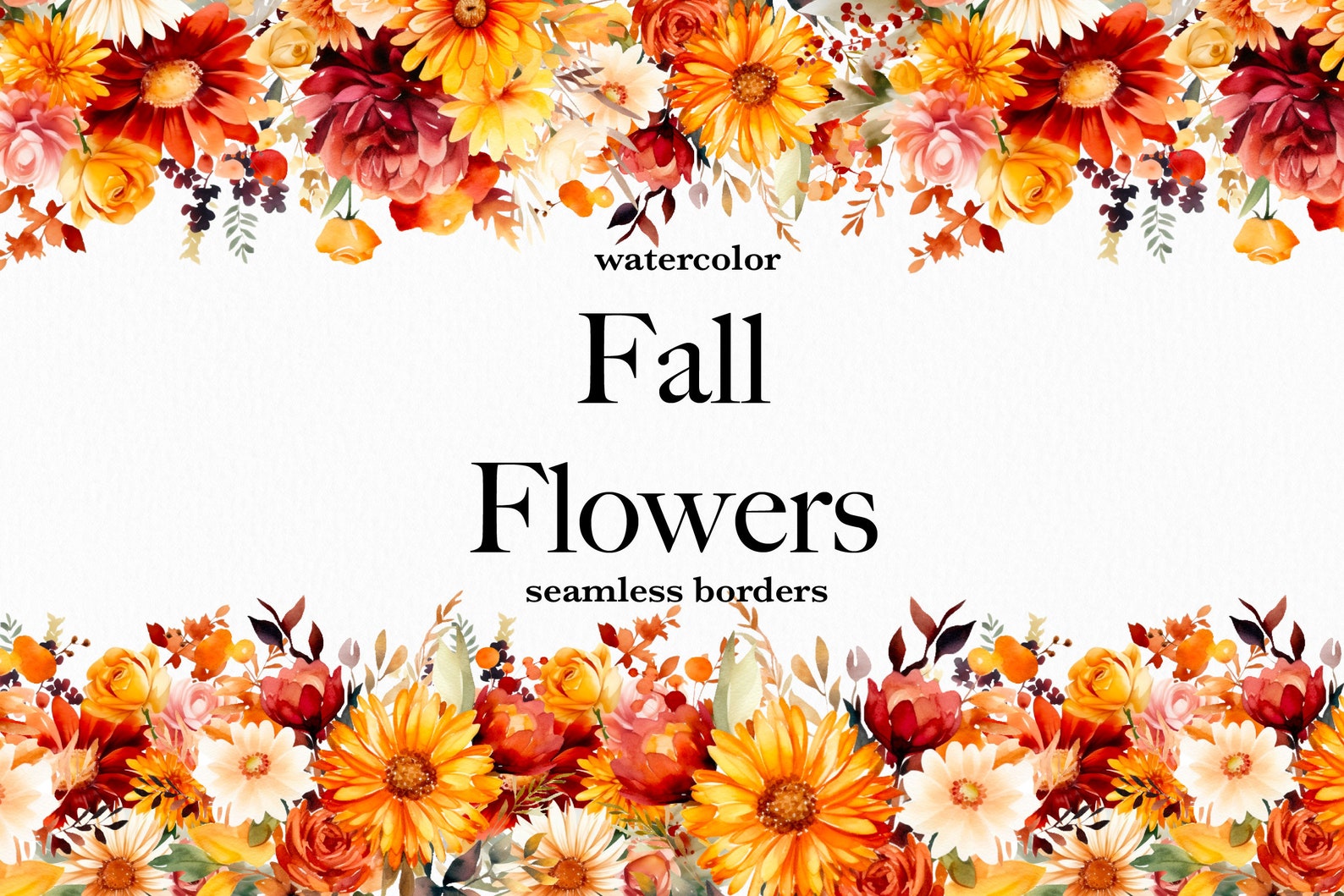 Watercolor Fall Seamless Border - Fall Clipart - Fall Bouquets Clipart ...