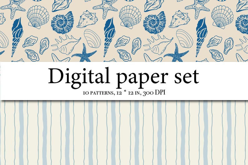 Sea Digital Paper-underwater Ocean - Coastal Digital Paper Set ...