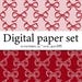 Elegant Red and Pink Bow Digital Paper Set - Holiday Joy Digital Paper ...