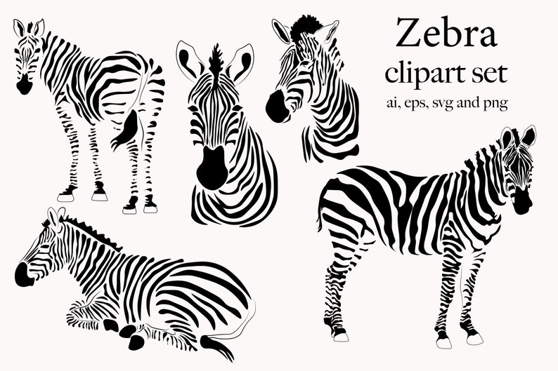 Zebra Digital Clipart, Individual Zebra Elements, Logo Elements, Zebra ...
