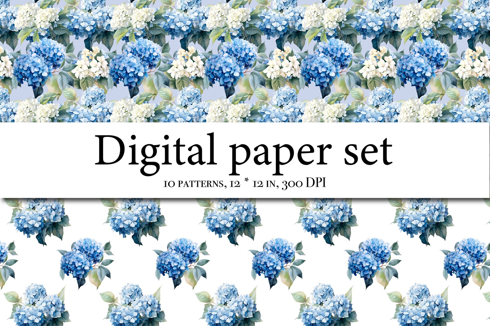 Watercolor Digital Paper Pack, Hydrangea Scrapbook, Hydrangea Seamless ...