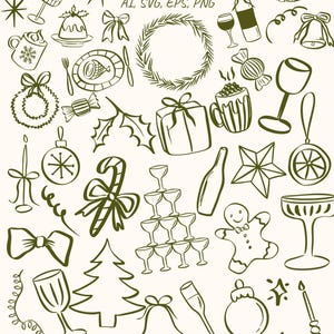 Christmas Doodles Clipart Collection – Hand-drawn Holiday Icons in Png ...