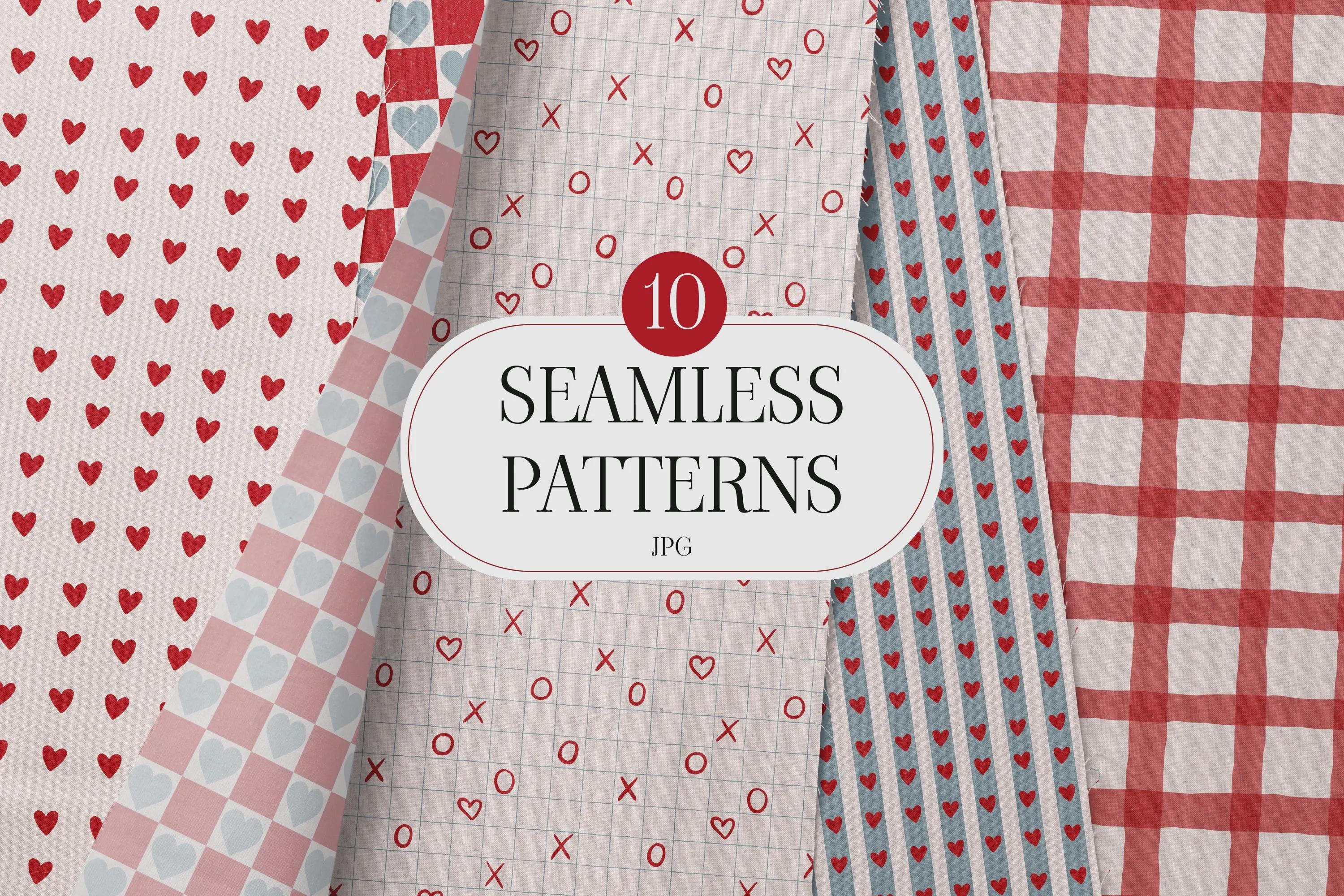 100 Seamless Valentine Patterns Bundle, Heart Gingham Plaid Digital ...
