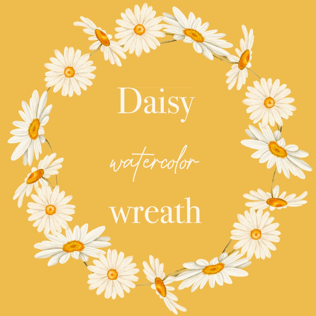 Daisy Watercolor Wreath, Daisy Wreath Clip Art, Hand Painted Watercolor ...