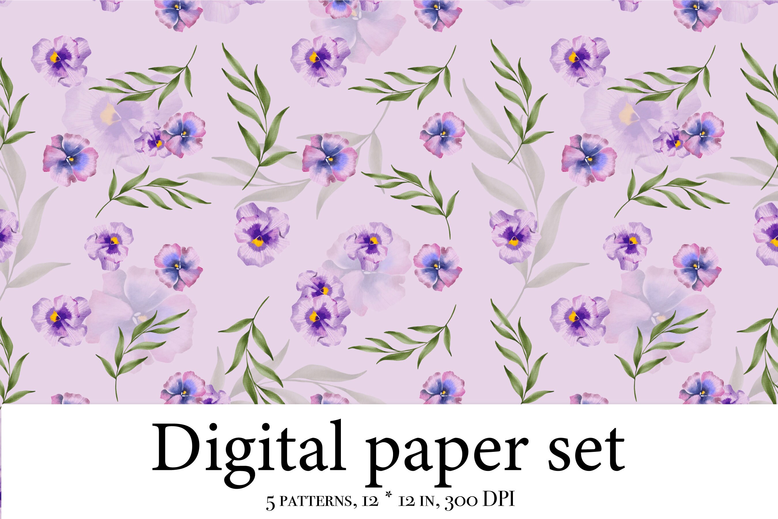 Wildflower Spring Floral Digital Paper, Watercolor Garden Summer ...