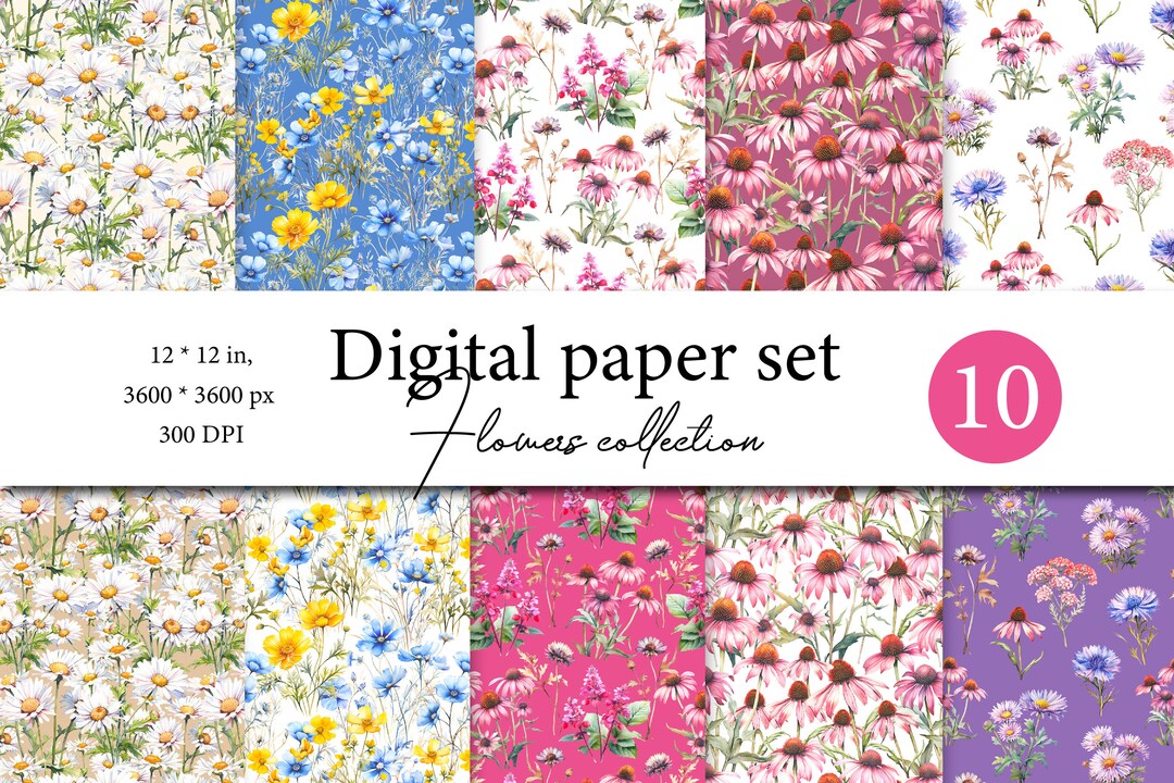 Digital Paper - Scrapbook Papers - Seamless Patterns - Digital ...