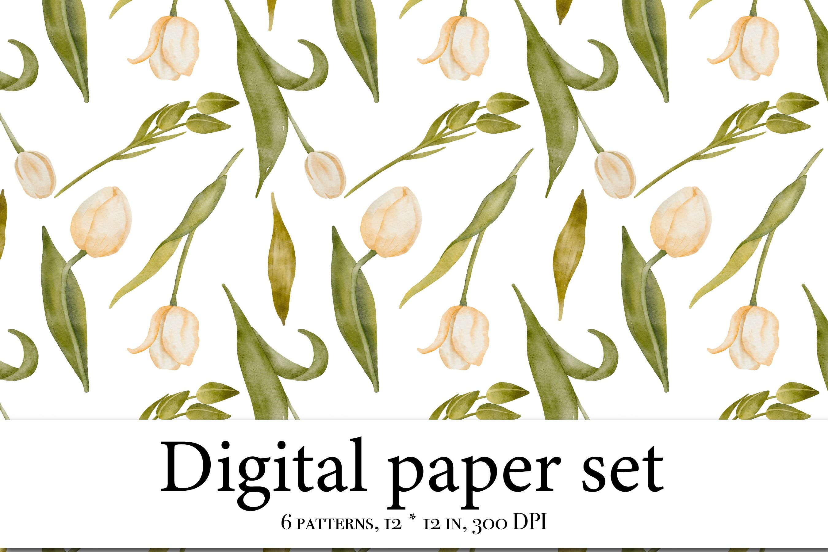 Watercolor Tulips Digital Paper, Tulips Seamless Pattern, Spring ...