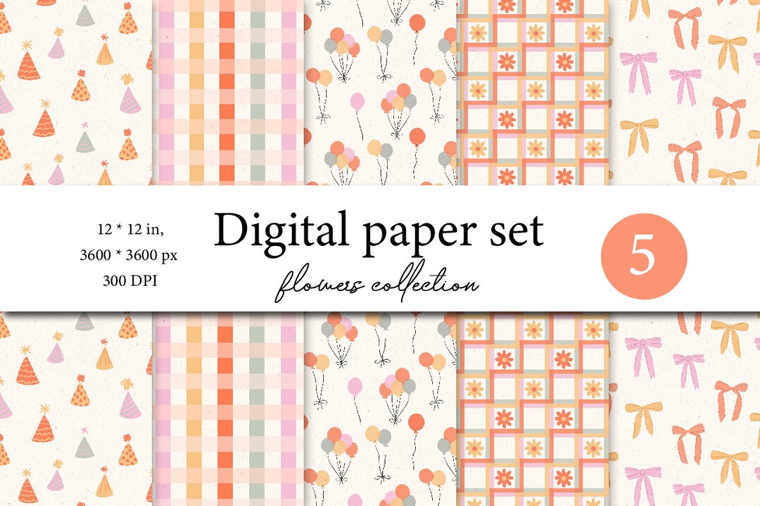 Birthday Digital Papers, Seamless Party Designs, Simple Birthday ...