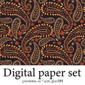 Colorful Paisley Digital Paper Pack - Instant Download for Crafts ...