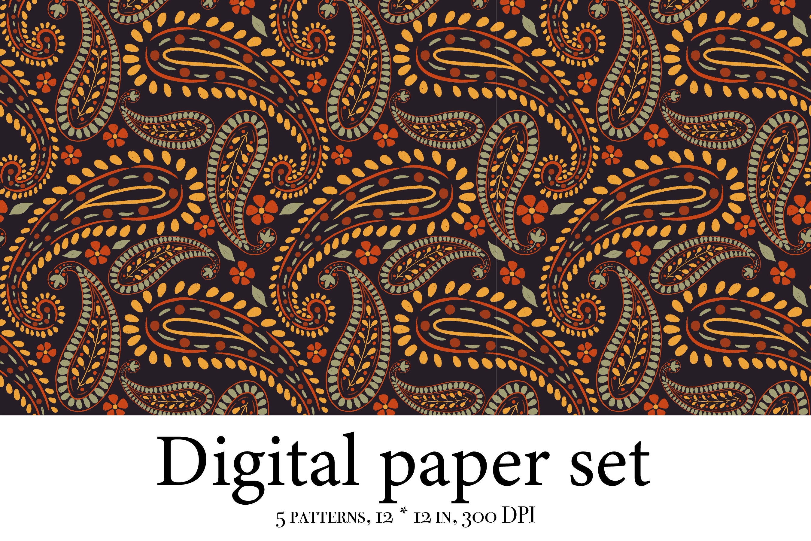 Colorful Paisley Digital Paper Pack - Instant Download for Crafts ...
