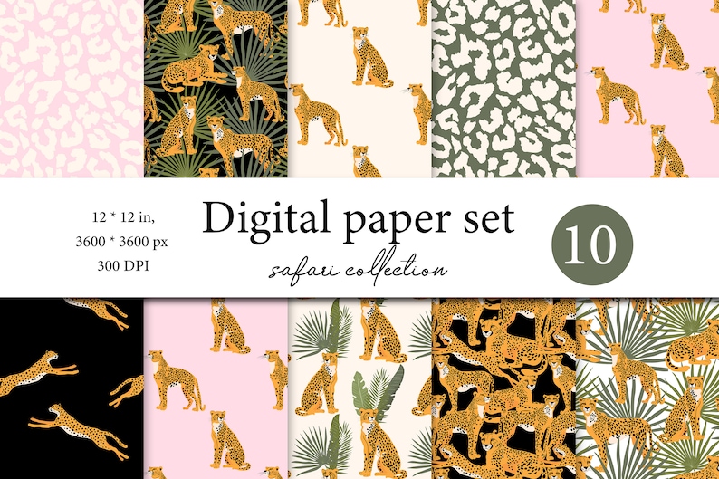 Jungle Digital Paper Safari Paper Seamless Patterns - Etsy