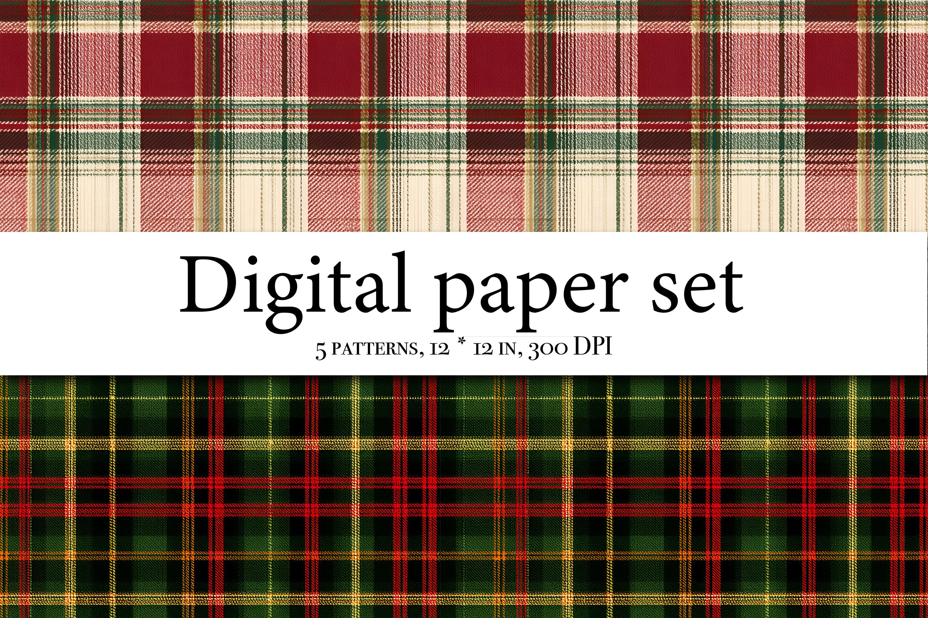 Vintage Christmas Plaid Digital Paper Bundle – 10 Seamless Tartan ...