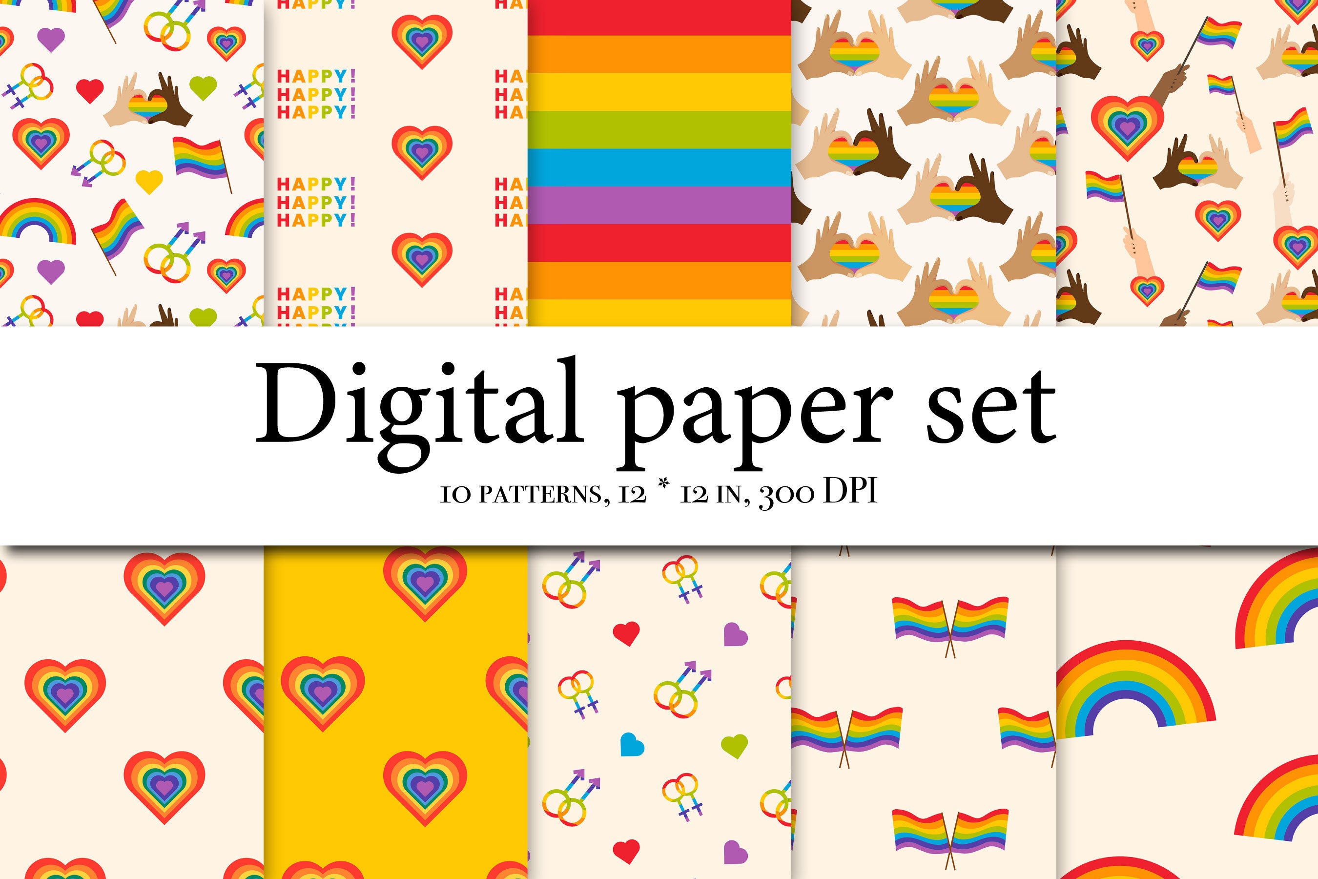 Pride Month Digital Papers, Scrapbook Paper, Seamless Pattern, Digital ...