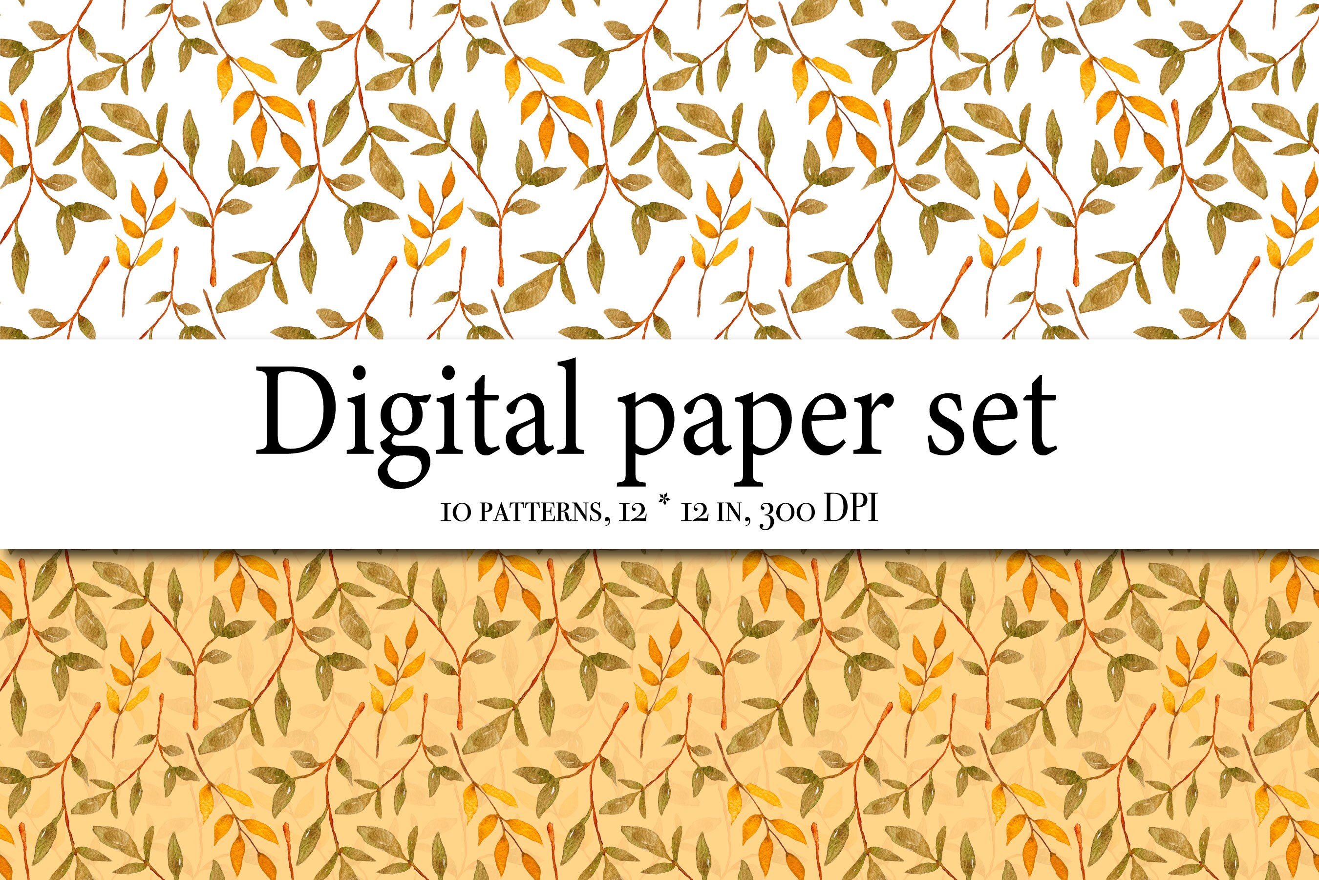 Watercolor Fall Leaves Digital Paper Autumn Pattern Rustic - Etsy