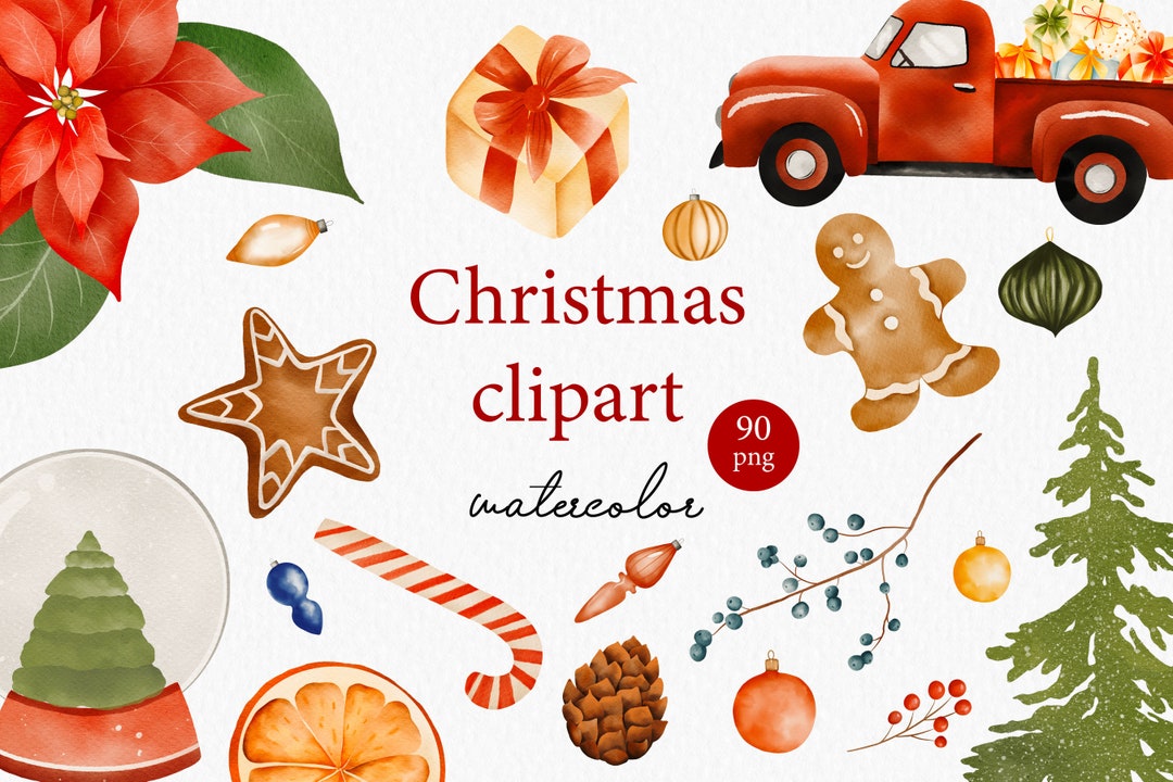Watercolor Holly Christmas Clipart - Winter Decor Cozy - Clipart ...